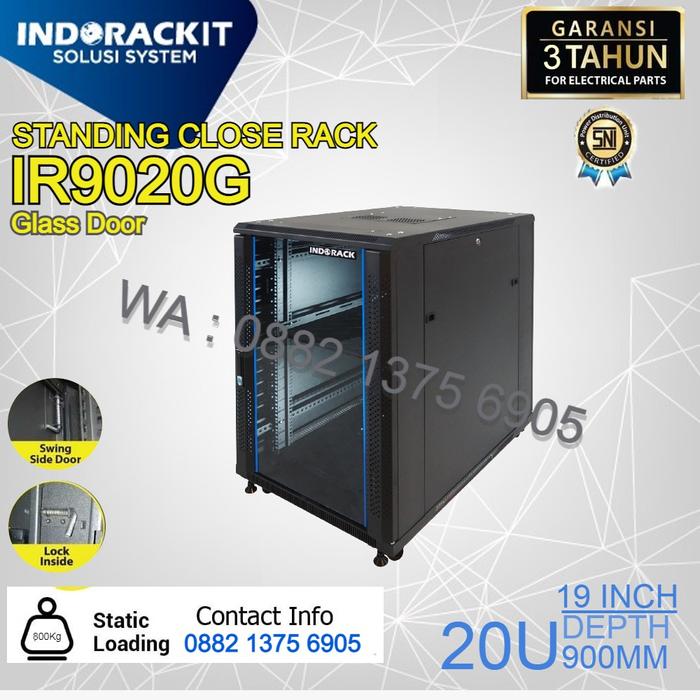 Jual Rack Server INDORACK Glass Door Rak Server 20U Depth 900mm IR9020G ...