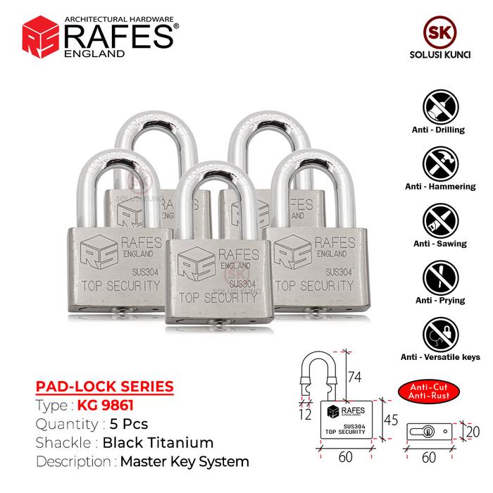 Jual Gembok Master Key 60MM RAFES ENGLAND Stainless SUS 304 - KG 9861 ...