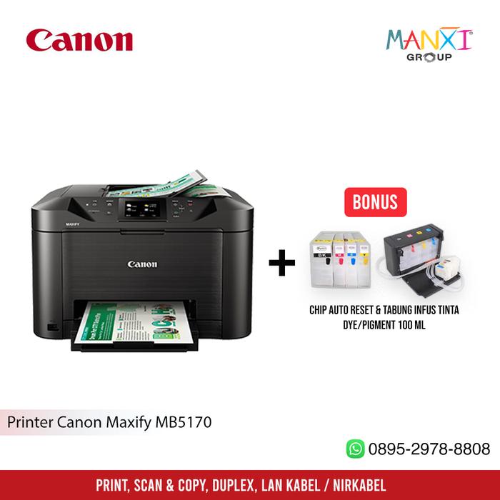 Jual Printer Canon Maxify MB5170 Modif Chip Auto Reset - Tinta Dye ...