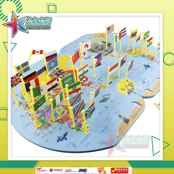 Jual Mainan Edukasi Mengenal Bendera Negara Globe , Map Of The World ...