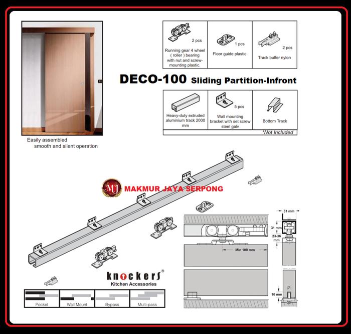 Jual Roda Rel Pintu Partisi | Deco-100 Sliding Partition INFRONT 2 ...