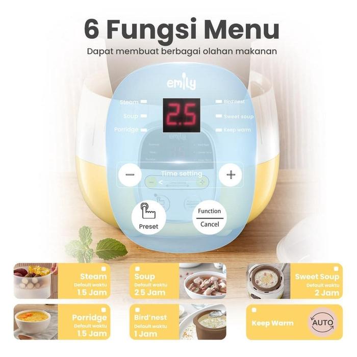 Jual Emily Slow Cooker + Steamer Clay Pot / Baby & Family Food Maker Di ...