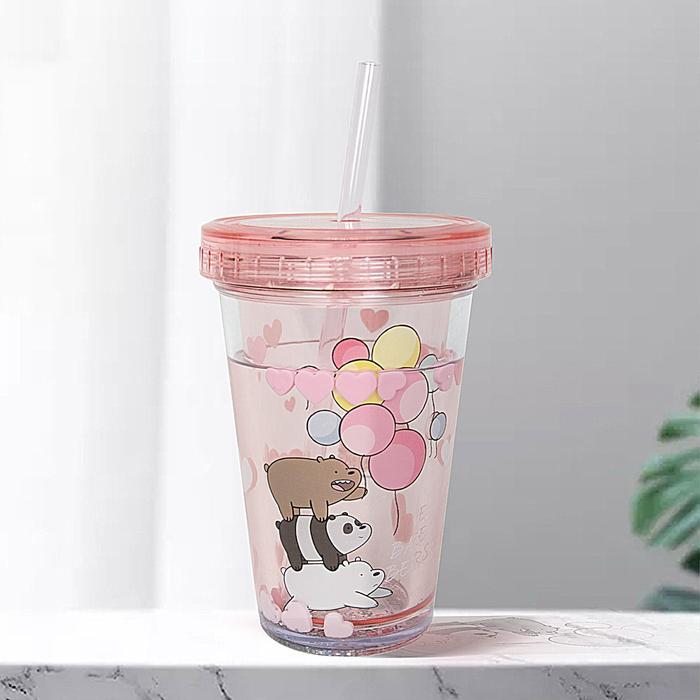 Jual MINISO Botol Minum Tumbler Tempat Air Minum Sedotan Straw 320ml ...