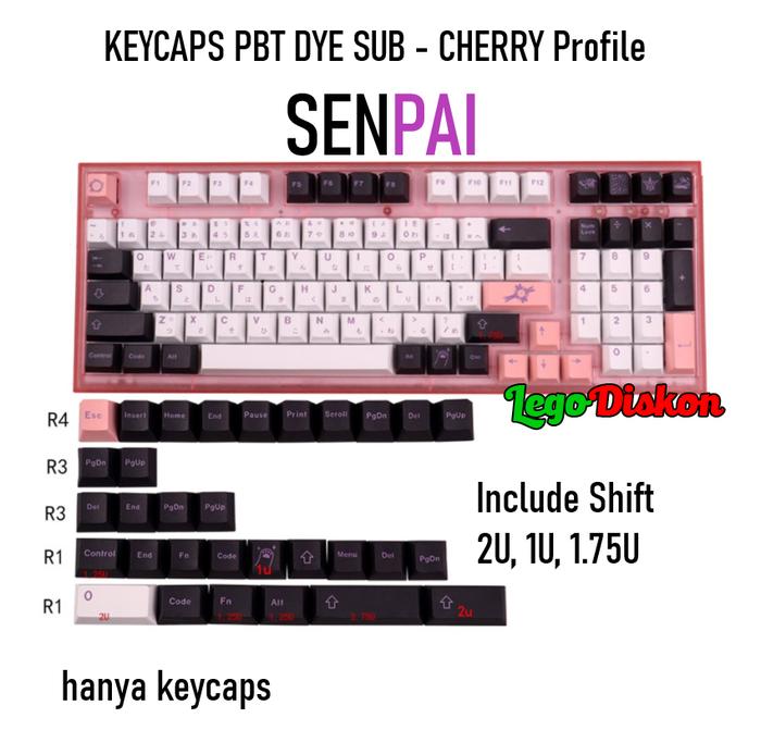 Jual KEYCAPS PTB DYE SUB CHERRY PROFILE - SENPAI Master Theme - Kota ...