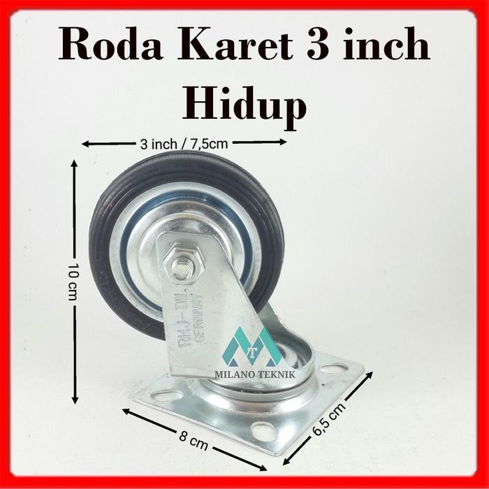 Jual RODA ETALASE 3" inch/RODA KARET/RODA TROLLEY tipe HIDUP(berputar ...