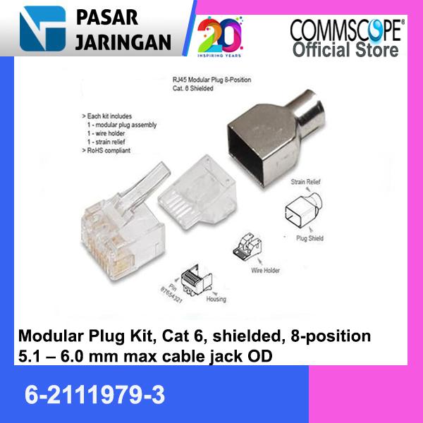Jual Connector Konektor RJ45 CAT. 6 COMMSCOPE 6-2111979-3 isi 100 ...