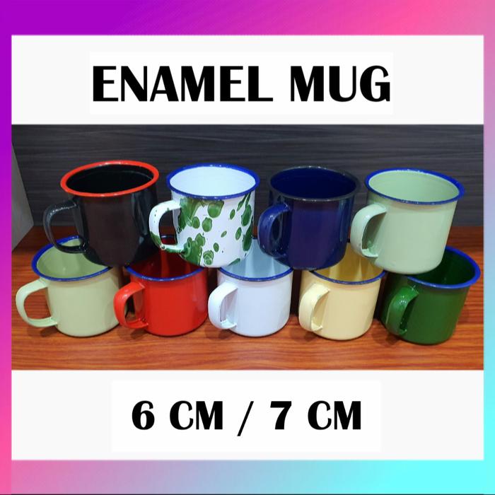 Jual Souvenir Jadul Gelas Mug Kaleng Cangkir Enamel 7 CM Warna Warni ...