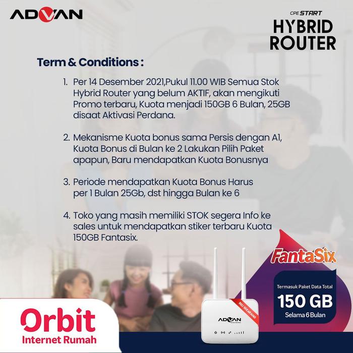 Jual Orbit Start Xl Satu Advan Start Hybrid Cpe 4g Router Wifi All ...