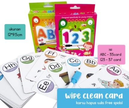 Jual WIPE CLEAN FLASHCARD Besar / flash card kartu pintar bisa hapus ...