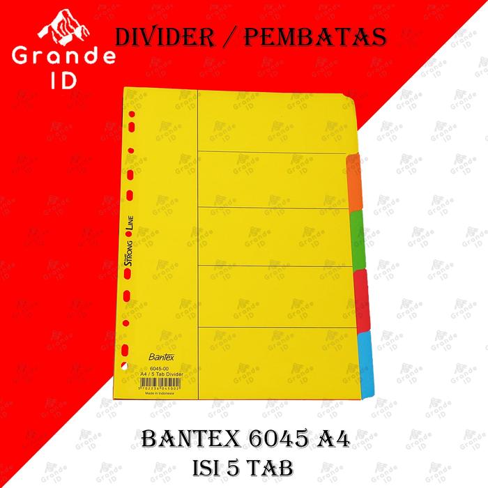 Jual DIVIDER BANTEX 6045 A4 ISI 5 TAB INDEX PEMBATAS FILE - Putih ...