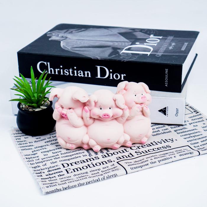 Jual patung pajangan babi mata telinga mulut pig piggy desain interior ...