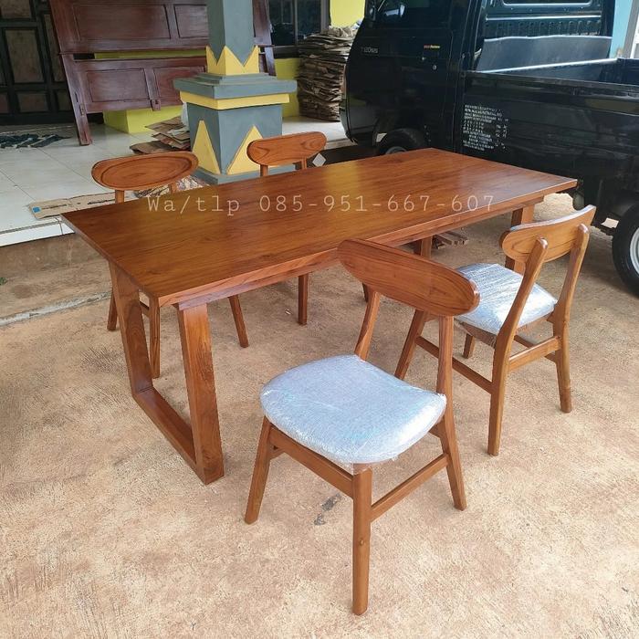 Jual set meja makan minimalis kayu jati,meja makan ukur 160x75x80 - Kab ...