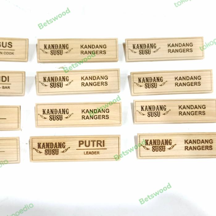 Jual Name Tag Custom Tanda Pengenal Kayu - ID Card Unik (TANPA RESIN ...