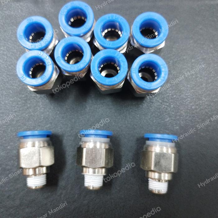 Jual PC 10-01 HPC Fitting Angin Lurus selang 10mm drat 1/8 inch ...