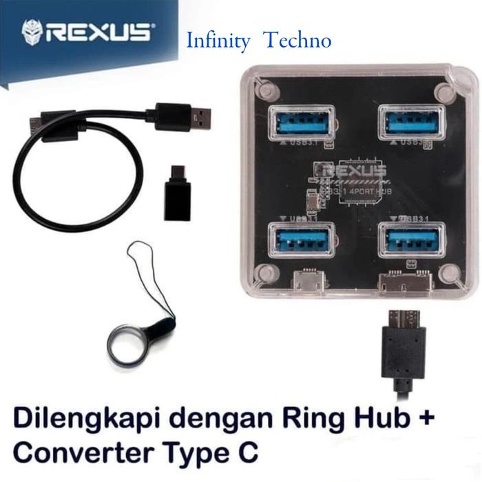 Jual Rexus H331 4 Port USB HUB 3.1 5 Gbps Ports & Converter Type C RXH ...