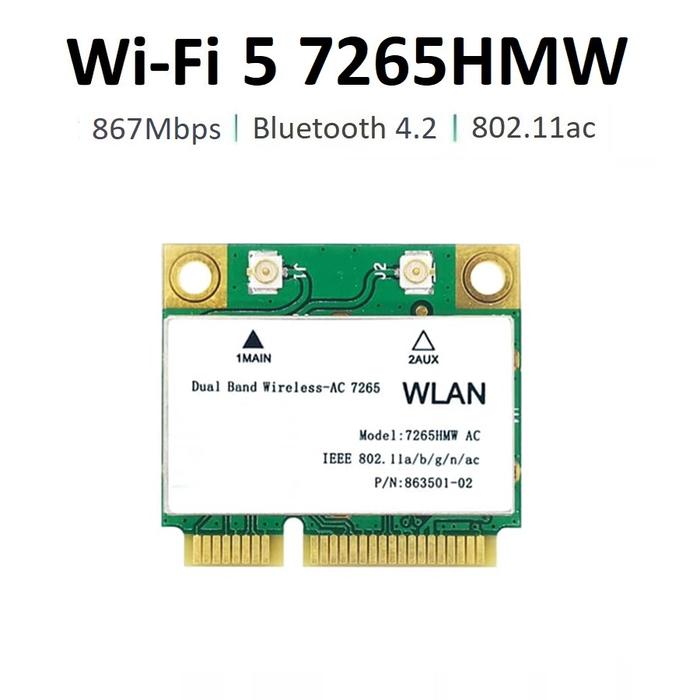 Jual WiFi 5 7265HMW Wireless Card Bluetooth 4 AC Half Mini PCIe 7265 ...