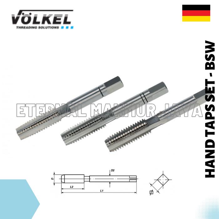 Jual HAND TAP BSW1/8-40 VOLKEL ART. 22306 GERMANY SET ( ISI 3 PCS ) HSS ...