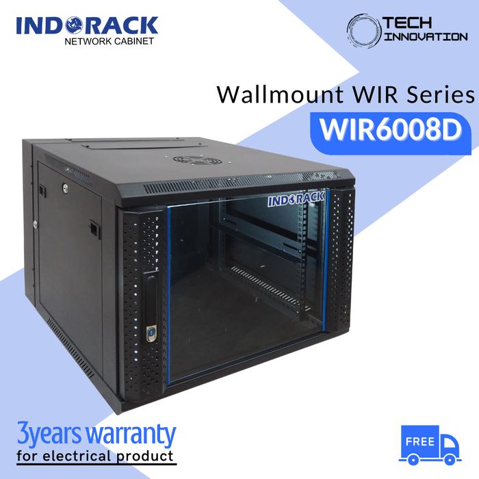 Jual INDORACK Wallmount Rack 8U Depth 600mm Rak Double Glass Door ...