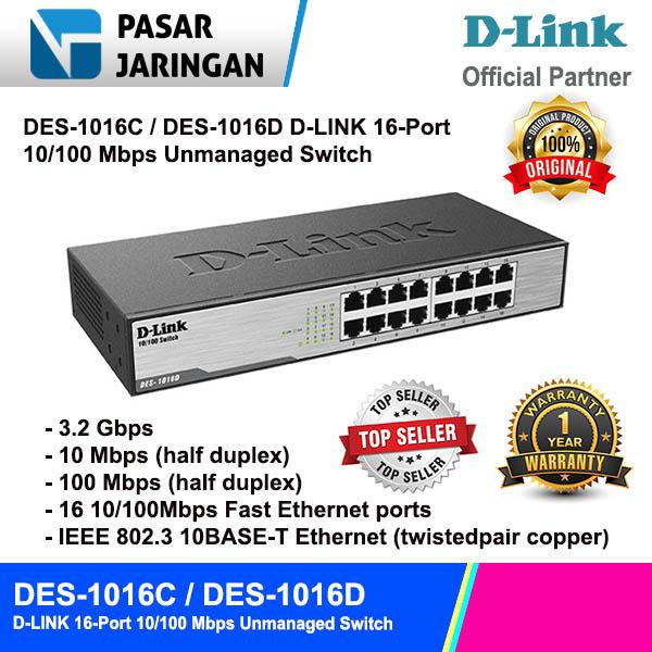 Jual DES-1016C / DES-1016D D-LINK 16-Port 10/100 Mbps Unmanaged Switch ...