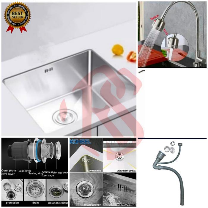 Jual KITCHEN SINK 6045 STAINLESS UNDERMOUNT LENGKAP KRAN/BCP MODEL ONAN ...