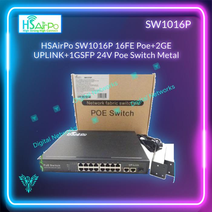 Jual HSAirPo SW1016P 16FE POE+2GE UPLINK+1GSFP 24V Poe Switch Metal - Kota Surabaya - Digital ...