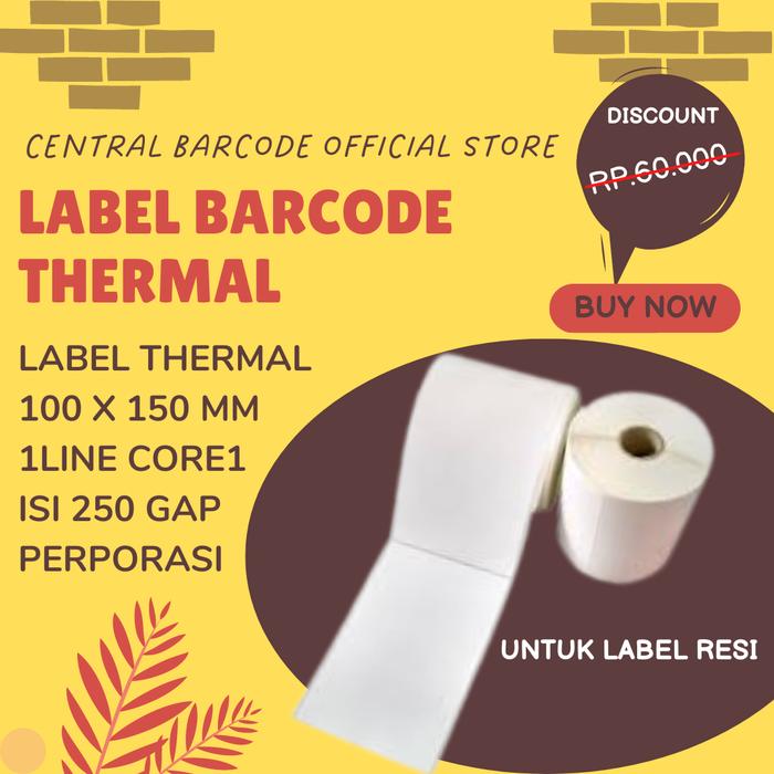 Jual LABEL THERMAL100x150 Kertas Sticker Receipt Printer Barcode Termal ...