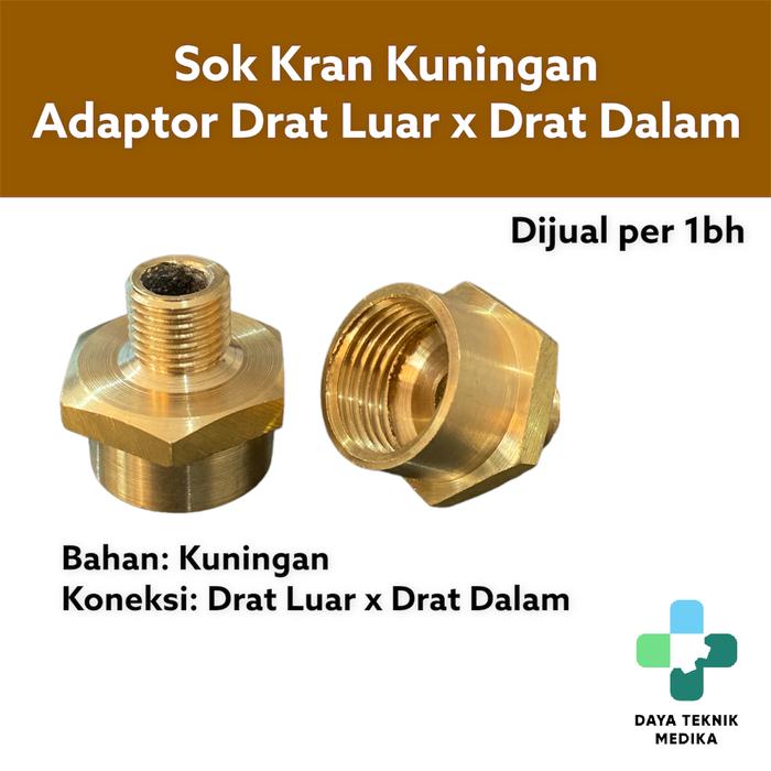 Jual Adaptor Sok Kran Kuningan 1/2" - Brass Male Adapter - 1/2"F x 1/4 ...
