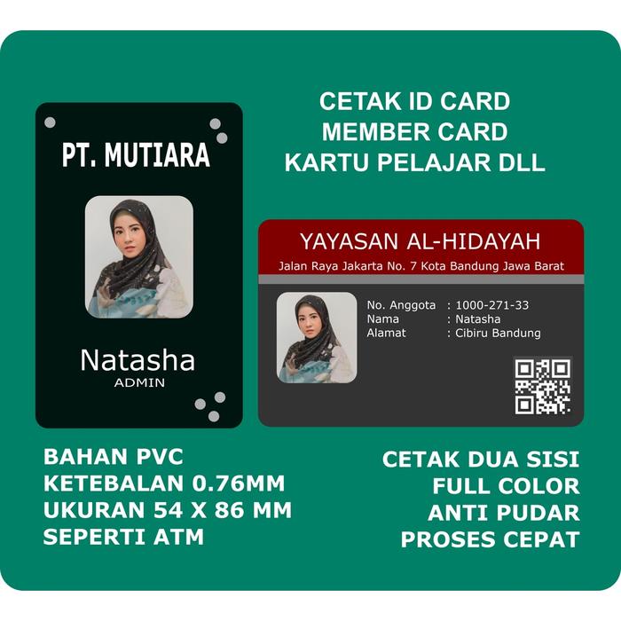 Jual Cetak ID Card PVC Premium Kartu Member Kartu KTA / BISA SATUAN ...