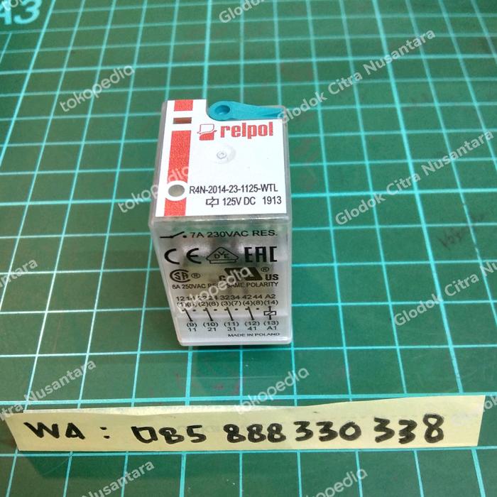 Jual Relpol Relay 4PDT 4NO 4NC coil 125Vdc R4N-2014-23-1125-WTL 7A at ...