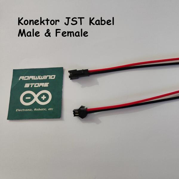 Jual Konektor kabel JST Connector Hitam 2 Pin Male Female 2Pin 10cm ...