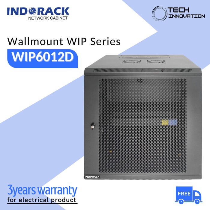 Jual INDORACK Wallmount Rak 12U Depth 600mm Double Perforated Door ...
