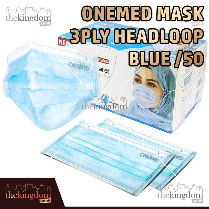 Jual Onemed Mask 3ply Headloop /50 Masker Hijab Bedah Tali Karet Jilbab ...