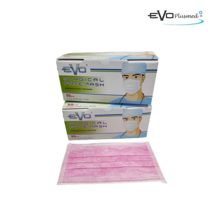 Jual Paket 2 Box Masker Evo Surgical Face Mask 3ply Ear Loop Anti Berat ...