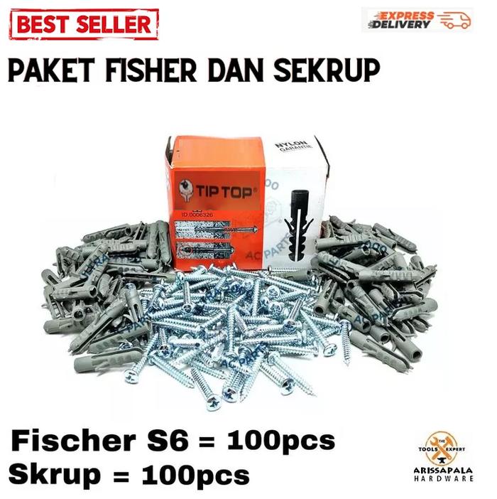 Jual PAKET Sekrup Dan Fiser S6 isi 100 pcs viser Pisher S6 dan Baut Tembok - Kab. Batang ...