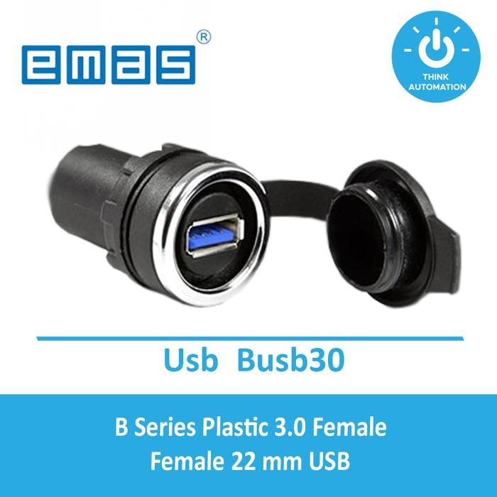 Jual Socket Plug USB 3.0 IP 65 diameter 22mm waterproof - EMAS BUSB30 ...