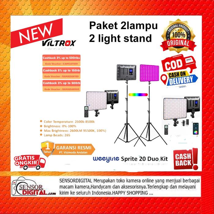 Promo Viltrox Weeylite Sprite 20 Duo Kit Full Color RGB Video LED paket ...