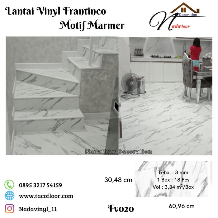 Jual Lantai Vinyl Tile Motif Marmer Hitam Putih Frantinco Tebal 3 mm ...