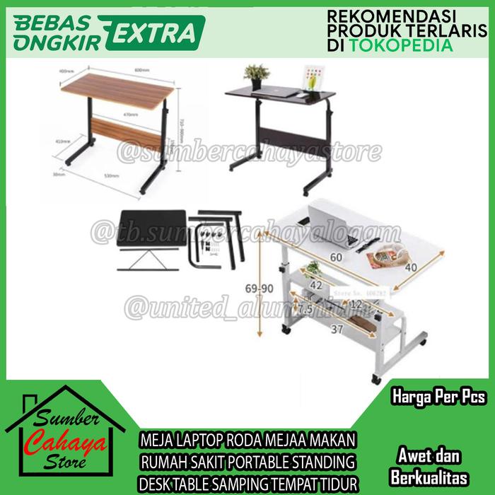Promo MEJA LAPTOP RODA MEJAA MAKAN RUMAH SAKIT PASIEN PORTABLE STANDING ...