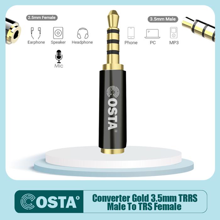 Promo COSTA Converter Jack 3,5mm Gold TRRS Male To TRS Female Mic,Audio ...