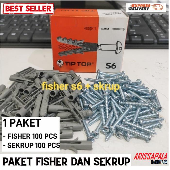 Jual PAKET Fiser Dan Skrup S6 isi 100 pcs viser Pisher S6 dan Baut Tembok - Kab. Batang - Toko ...