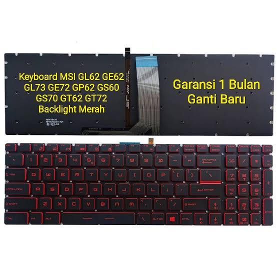 Jual Keyboard Msi GL62 GE62 GL72 GE72 GS60 GS70 MS-16JB Backlight Merah ...