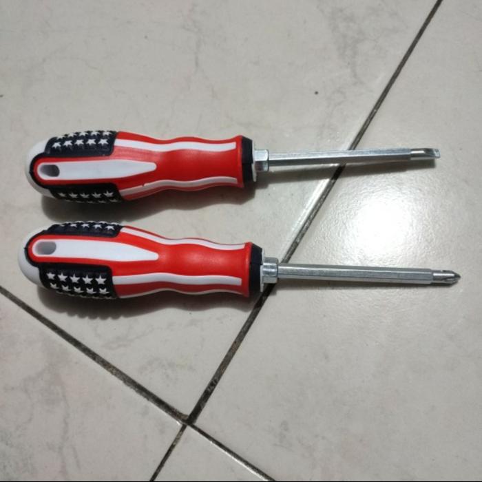 Jual Obeng America USA Bolak Balik Kembang Plus Minus Min 2 in 1 ...