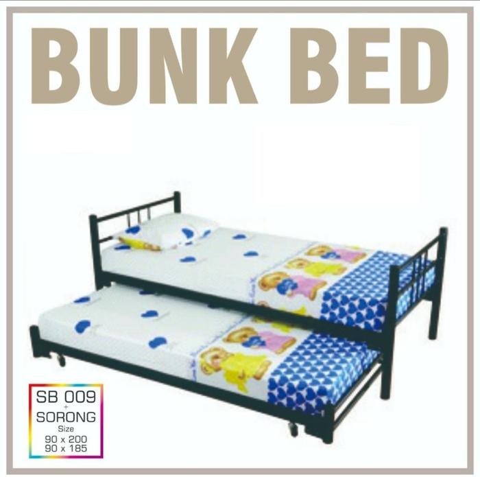 Jual Ranjang Besi Sorong Bunk Bed Ukuran 90 x 200/185 cm / Ranjang ...