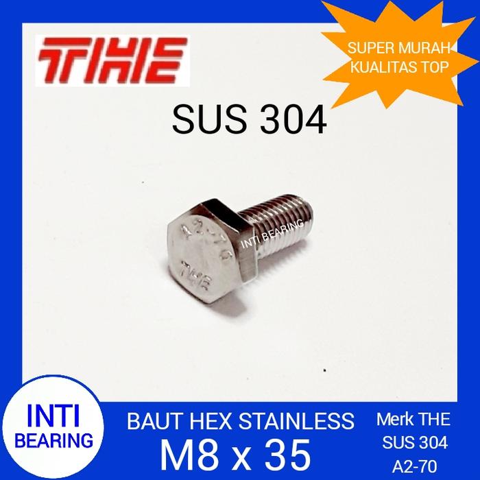 Jual BAUT HEX STAINLESS M8 x 35 MERK THE M8x35 SS SUS 304 HEXAGON HEAD BOLT - Kota Cimahi - INTI ...