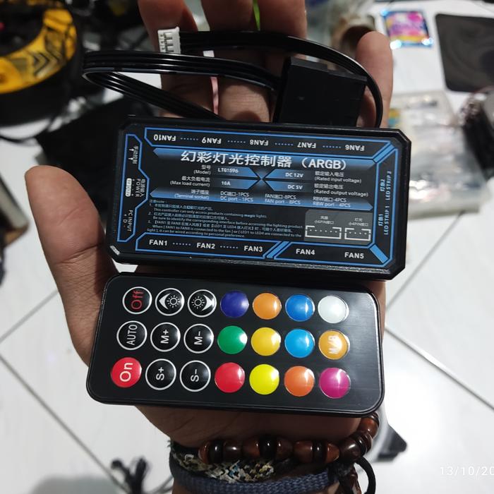 Jual RGB Fan Controller remote Coolmoon pc komputer universal 6pin 4pin ...