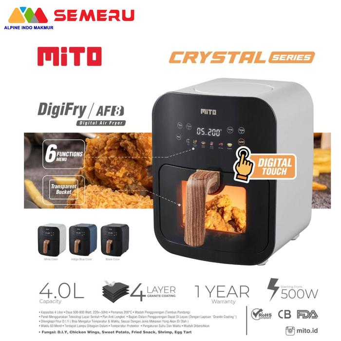Jual Mito Digital Air Fryer Crystal Series 4 L Af 8 Af 8 Blue Di