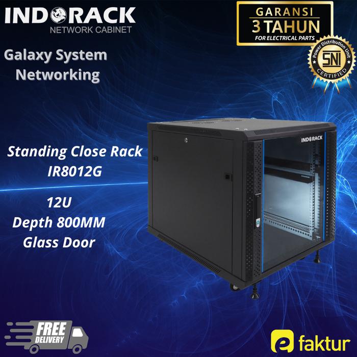 Jual Rack Server 12U INDORACK IR8012G Close Rack Glass Door Depth 800mm ...