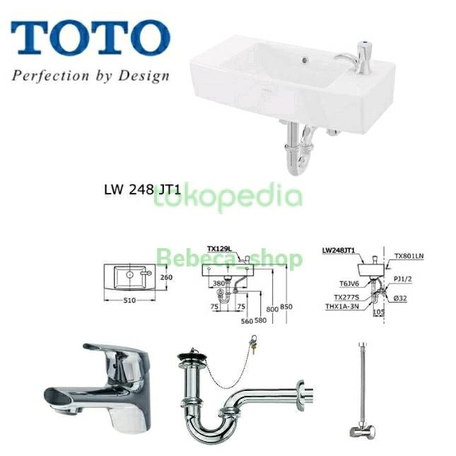 Jual Wastafel TOTO LW248JT1 W/F Complete Set Kran Dingin TX109KEA - Jakarta Selatan - Bebeca ...