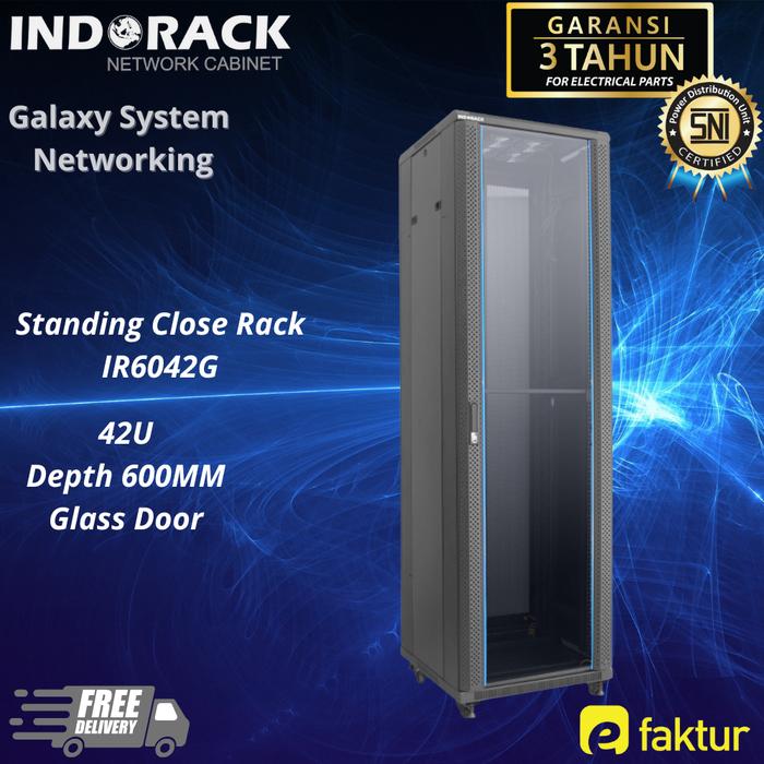 Jual Rack Server 42U INDORACK IR6042G Close Rack Glass Door Depth 600mm ...