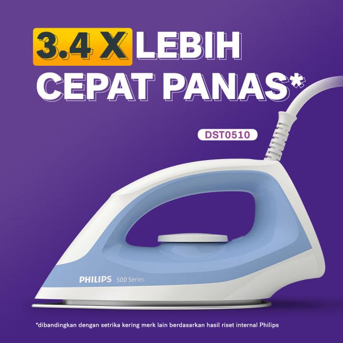 Jual Philips Dst0510 Setrika Kering Tapak Non-stick Biru Hijau Anti ...